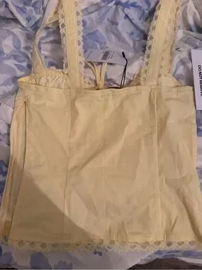 Princess Polly | Tops | Princess Polly Pale Yellow Lacetrim Cami Tank ...